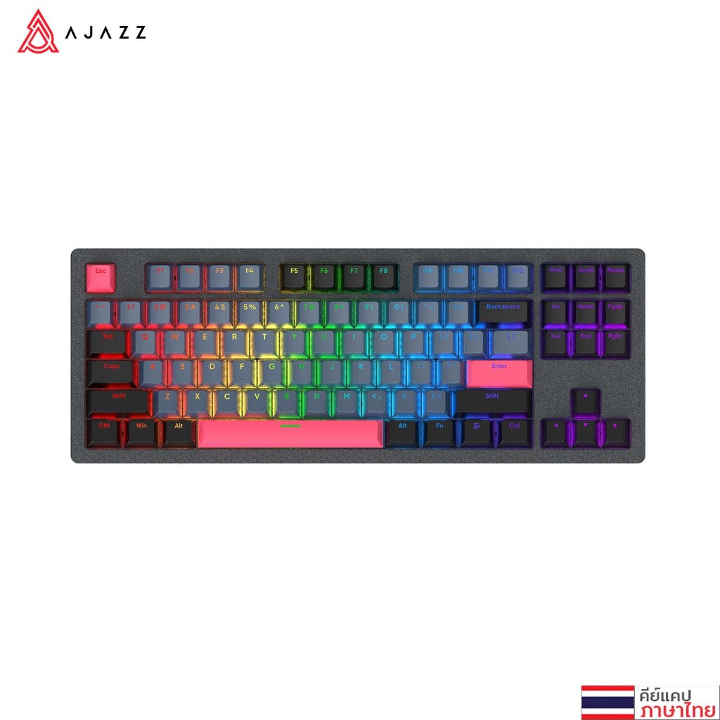 คีย์บอร์ดเกมมิ่ง Ajazz AKC087 87Key TKL Steel-Stacked Body Frame Yellow Switch Mechanical ...
