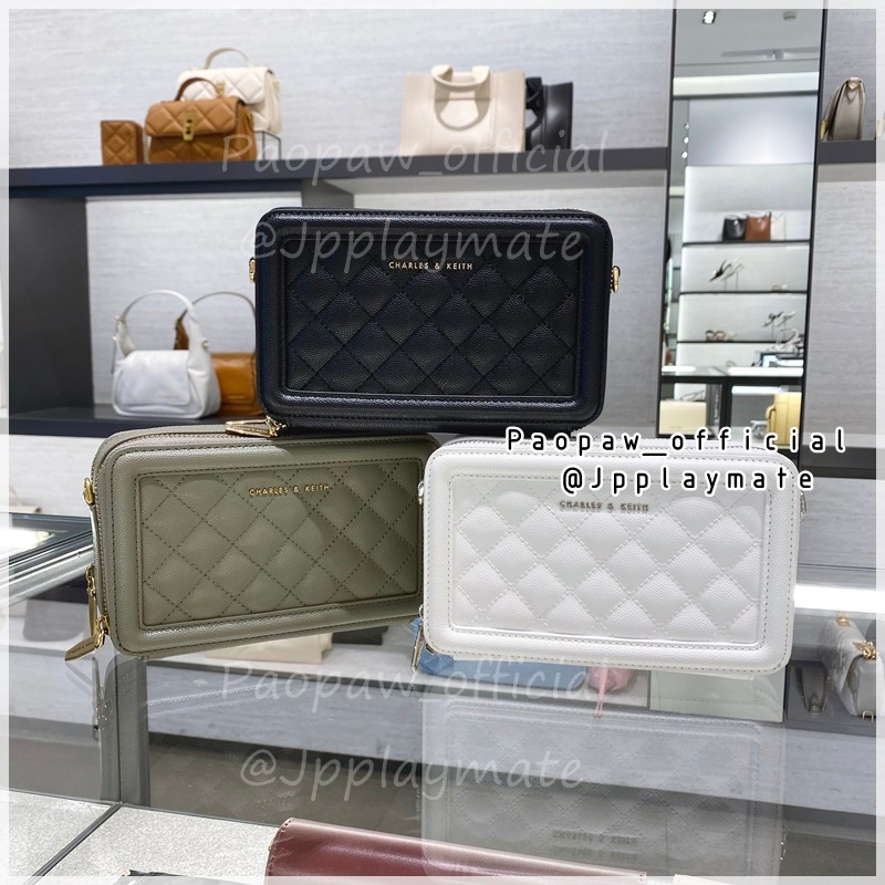 กระเป๋าสตางค์ Charles & Keith รุ่น Quilted Boxy Long Wallet : CK6 ...