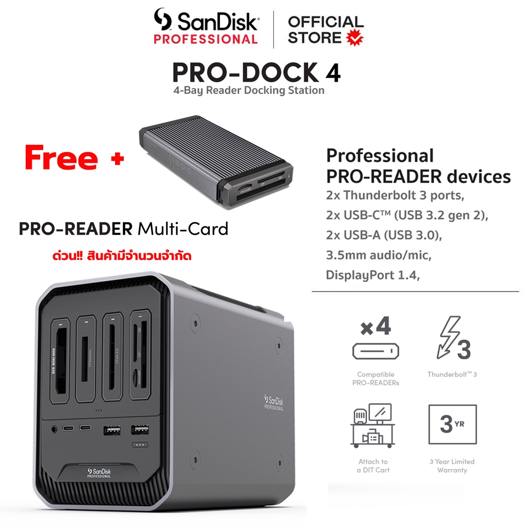 SanDisk Professional PRO-DOCK 4 Docking station 2x Thunderbolt 3 ports ...