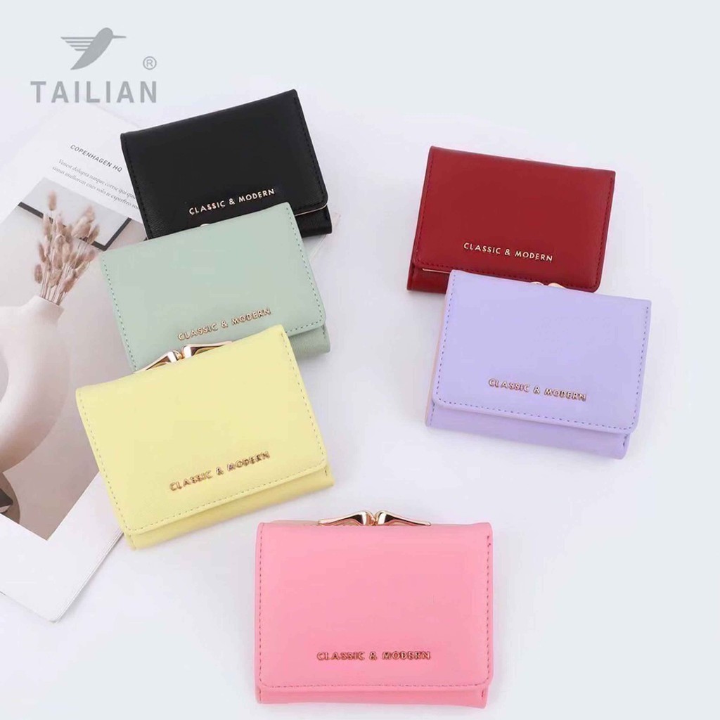 B38/กระเป๋าสตางค์3พับใบสั้นจีบเรียบ แบรนด์ TAILIAN | Shopee Thailand
