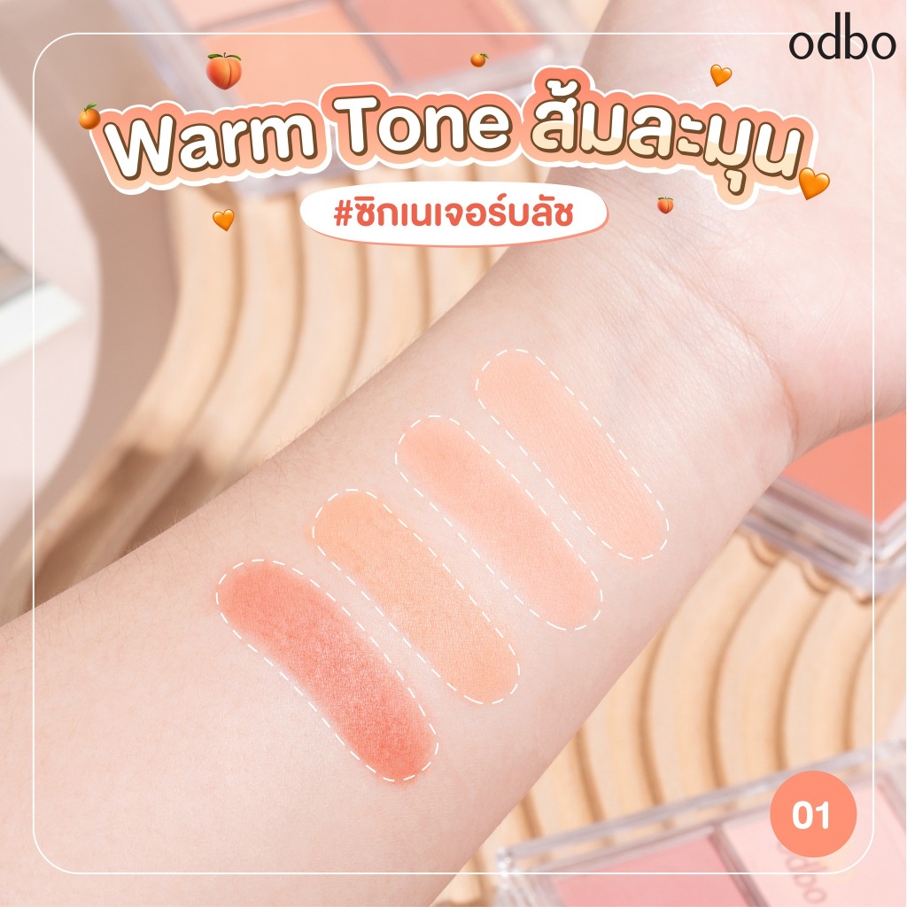 บลัชออนพาเลท 4 เฉดสี Odbo Signature 4 Shades Blusher OD1309 | Shopee Thailand