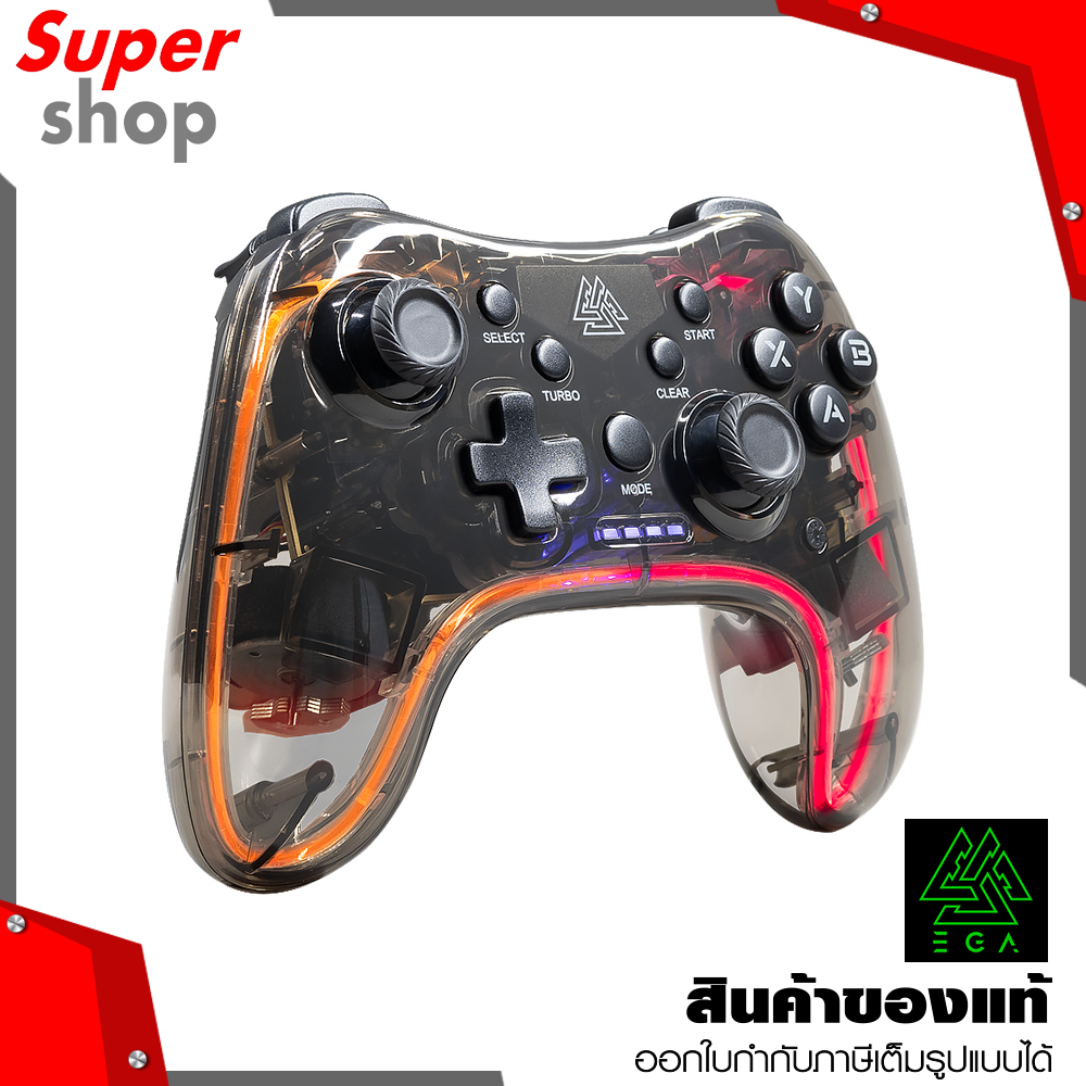 EGA จอยเกมไร้สาย Wireless 2.4G Gaming Controller รุ่น TYPE J2 RGB 10 สี ...