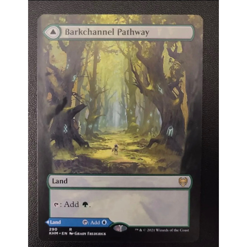 การ์ด MTG Barkchannel Pathway Land Magic the Gathering EDH รุ่น KHM ...