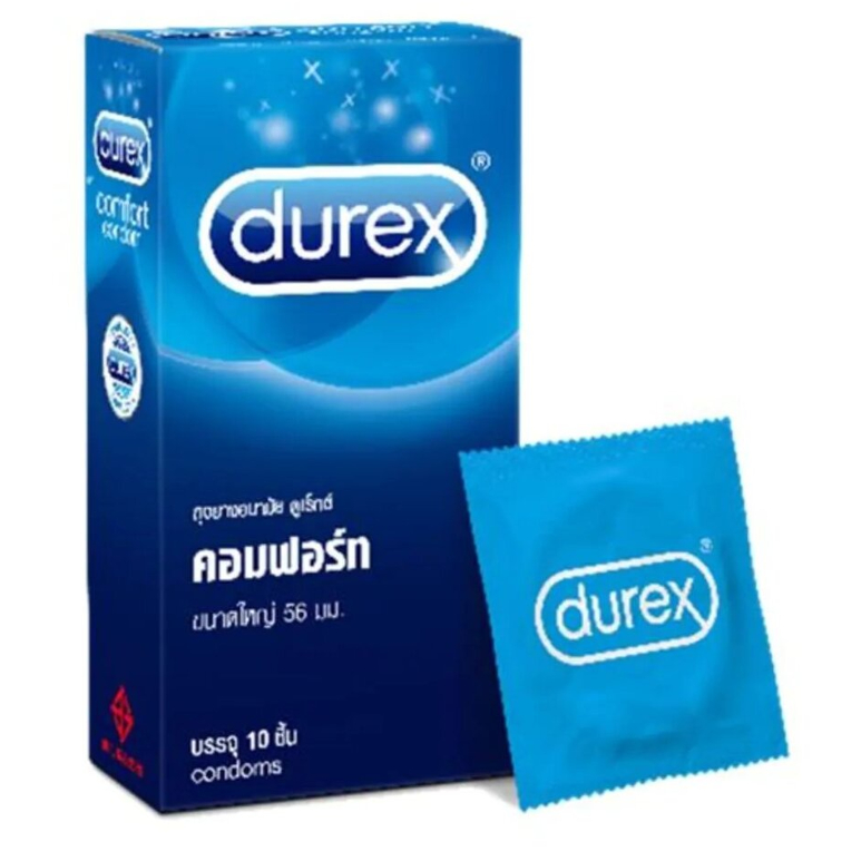 Durex Comfort 56 มม. ถุงยางอนามัย ดูเร็กซ์ ขนาดใหญ่ คอมฟอร์ท 10 ชิ้น XL ...