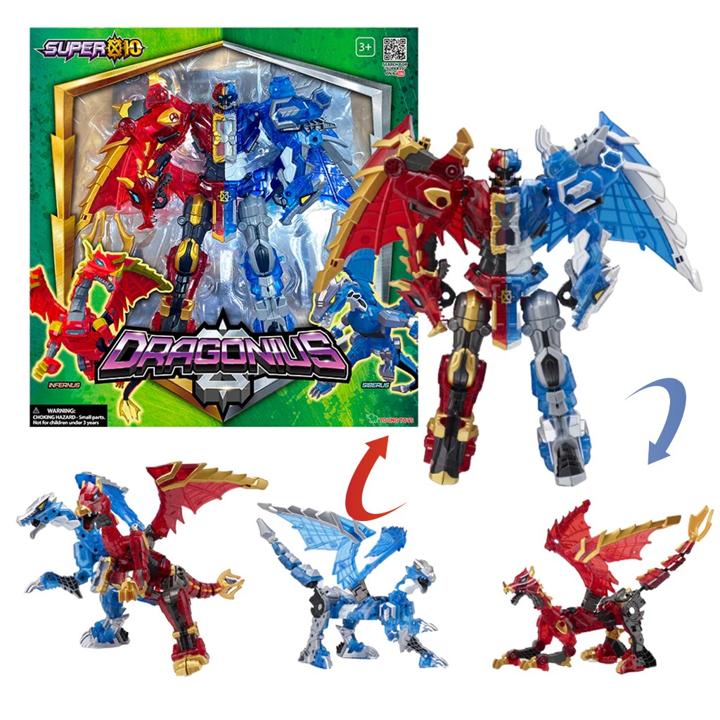 Super 10 Dragonius Transform Robot ซุปเปอร์เท็นหุ่นแปลงร่างดรากอนิอัส รหัสSPT14063 | Shopee Thailand
