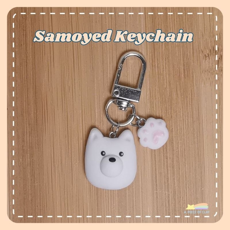 Samoyed keychain พวงกุญแจดินปั้น ซามอยด์ | Shopee Thailand