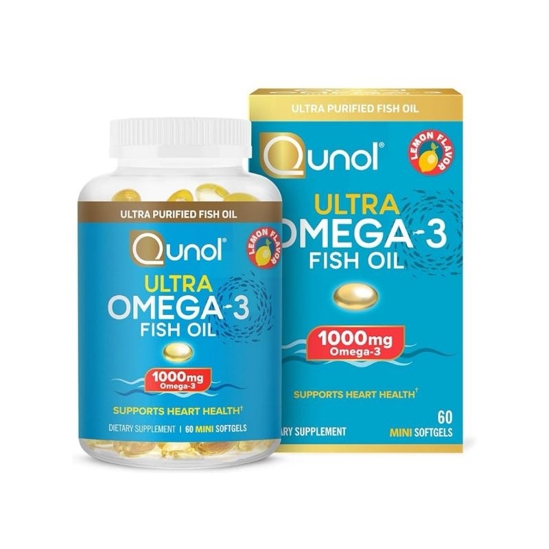 Qunol Omega 3 Fish Oil Mini Softgels, 1000mg Ultra Pure Fish Oil, Heart ...