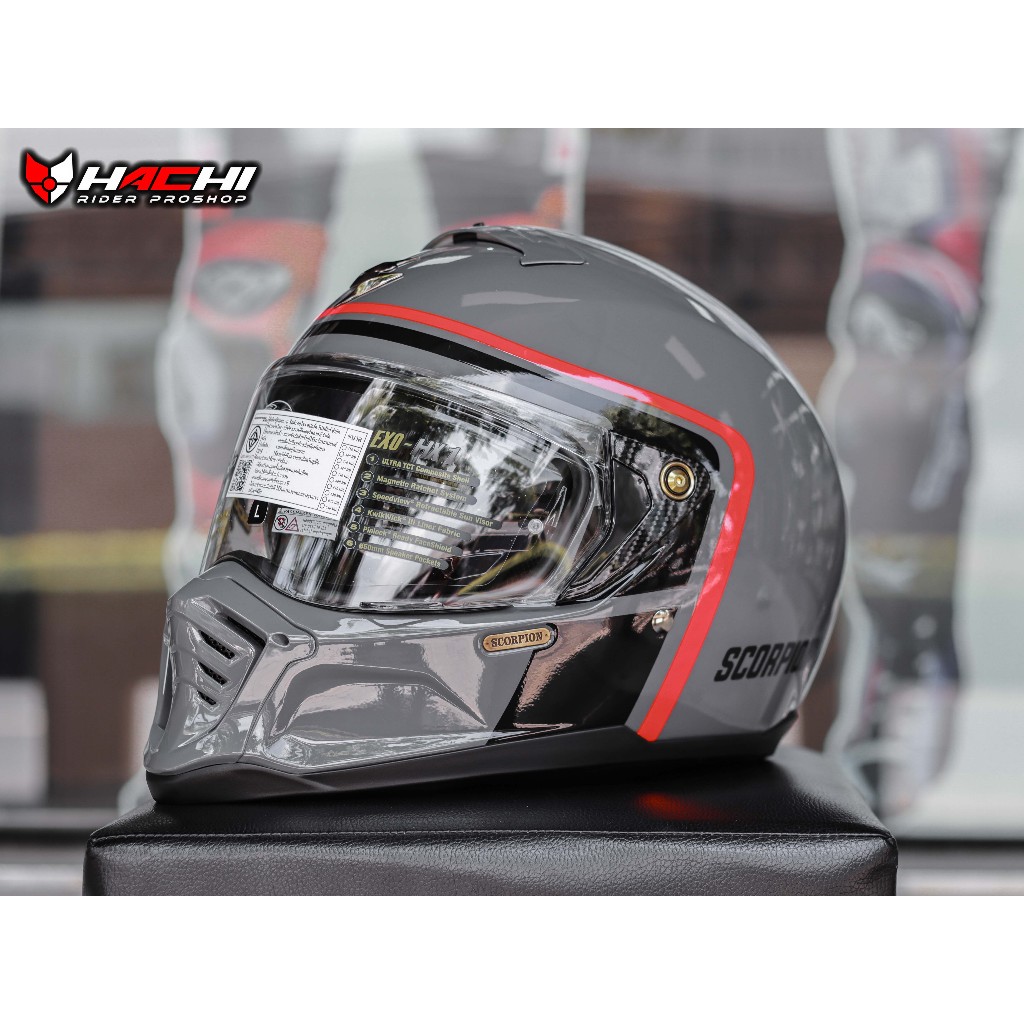SCORPION EXO HX1 - Nostalgia Gray/Black/Red | Shopee Thailand