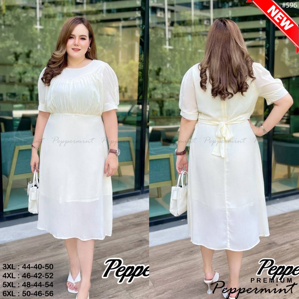 เดรสสาวอวบ สไตล์สาวเกาหลี มีไซส์ อก50 Peppermint Plus Size (596 B) | Shopee Thailand