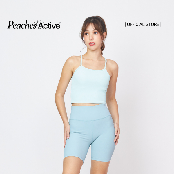 [Peaches active] Ribbed Biker Shorts (Pine ) - กางเกงออกกำลังกายขาสั้น | Shopee Thailand