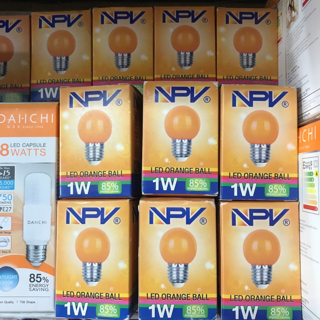 NPV หลอดไฟตกเเต่งกลม LED ขั้ว E27 1W สีส้ม (LED BALL) | Shopee Thailand