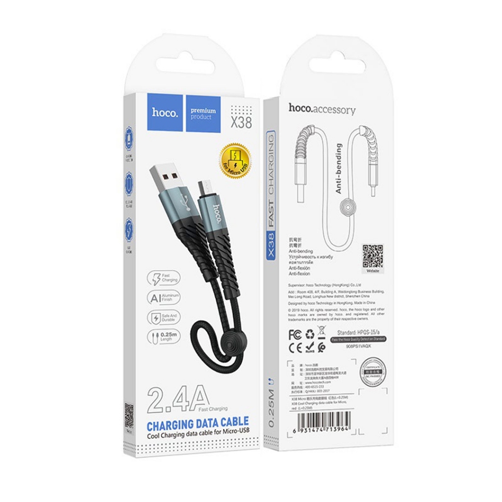 Hoco X38 สายชาร์จ 25cm. โทรศัพท์มือถือแบบสั้น สายชาร์จพาวเวอร์แบงค์ สายชาร์จพกพา Charging ...