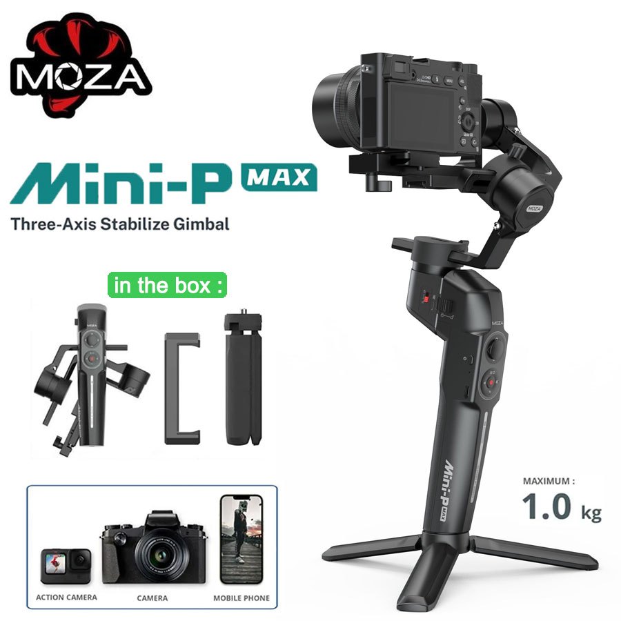 MOZA Mini-P Max ไม้กันสั่น 3 แกน All-in-One Gimbal สำหรับกล้อง Mirrorless, Pocket, GoPro ...