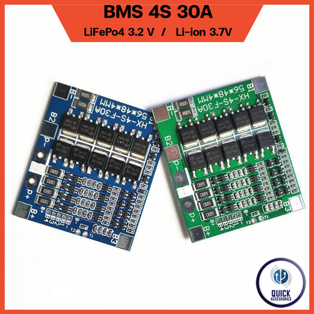 วงจรป้องกันแบตเตอรี่ BMS 4S 30A LiFePO4 3.2V /3.7VLi-ion 32650/18650 บอร์ดโมดูลป้องกันแบตเตอรี่ ...
