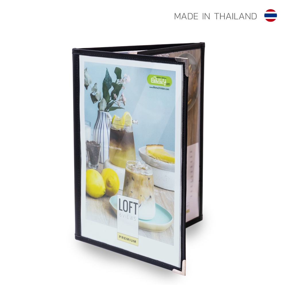 แฟ้มเมนู Loft แบบ 6 หน้า Triple Panel Menu Cover แฟ้มเมนูขอบหนัง แฟ้ม ...
