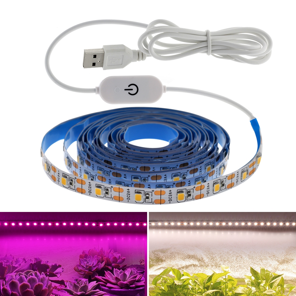 ไฟปลูกต้นไม้ LED สาย USB 5V SMD2835 1 ม. 2 ม. การหรี่ ไฟต้นไม้ LED Grow ...