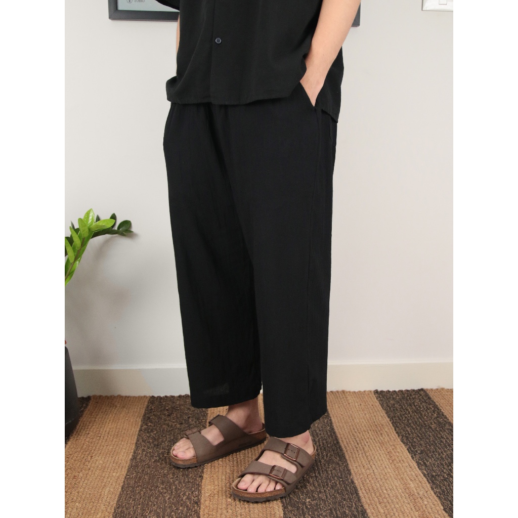 methee กางเกงขายาวสไตล์ญี่ปุ่น ผ้าลินิน ฟรีไซส์ เอว24-40 นิ้วใส่ได้ ...