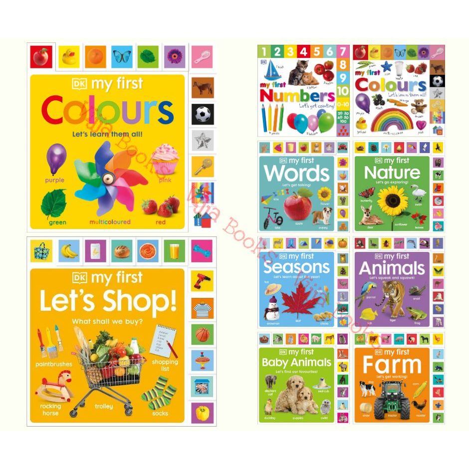 DK My First Tabbed Board Books Animals Colours Numbers Words Farm Season Nature หนังสือเด็ก ภาษา ...