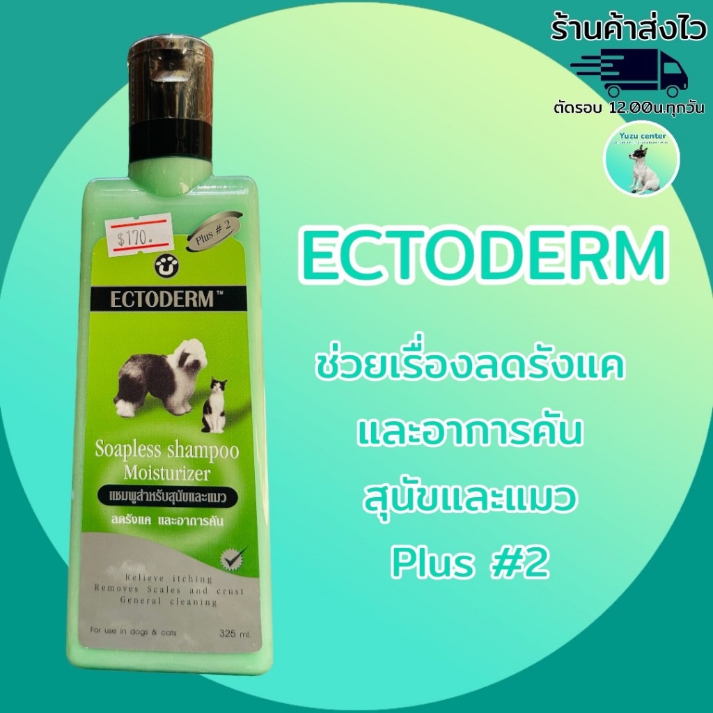 Ectoderm plus#2 shampoo ลดคัน ลดรังแค สำหรับสุนัขและแมว 325 ml | Shopee ...