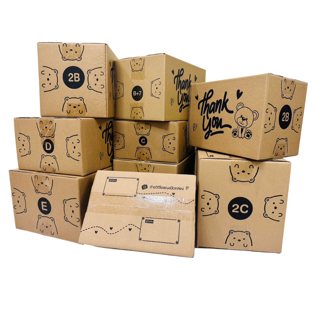 20 ใบเบอร์ B+7 2B C CD กล่องThank You กล่องพัสดุลายหมี | Shopee Thailand