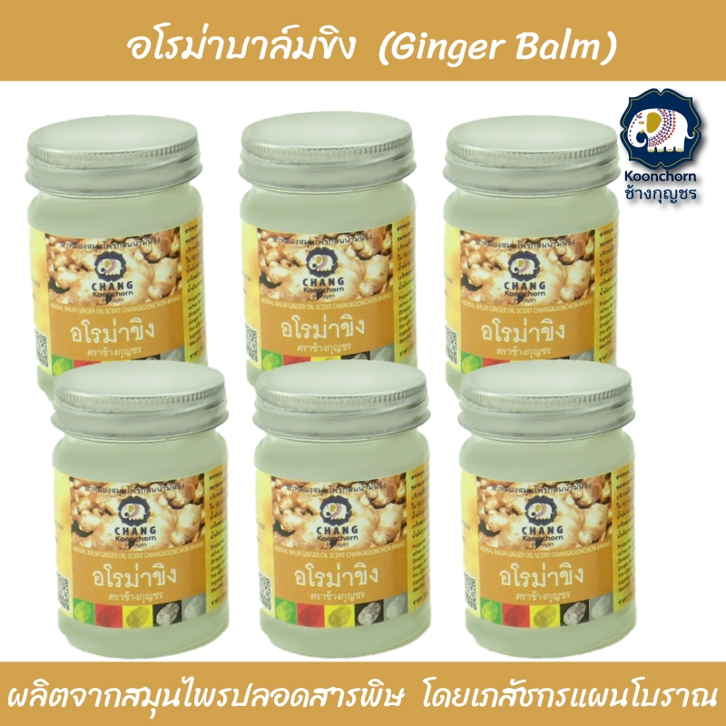 อโรม่าบาล์มขิง (Ginger Balm) ช้างกุญชร CHANGKOONCHORN 6 ขวด | Shopee ...