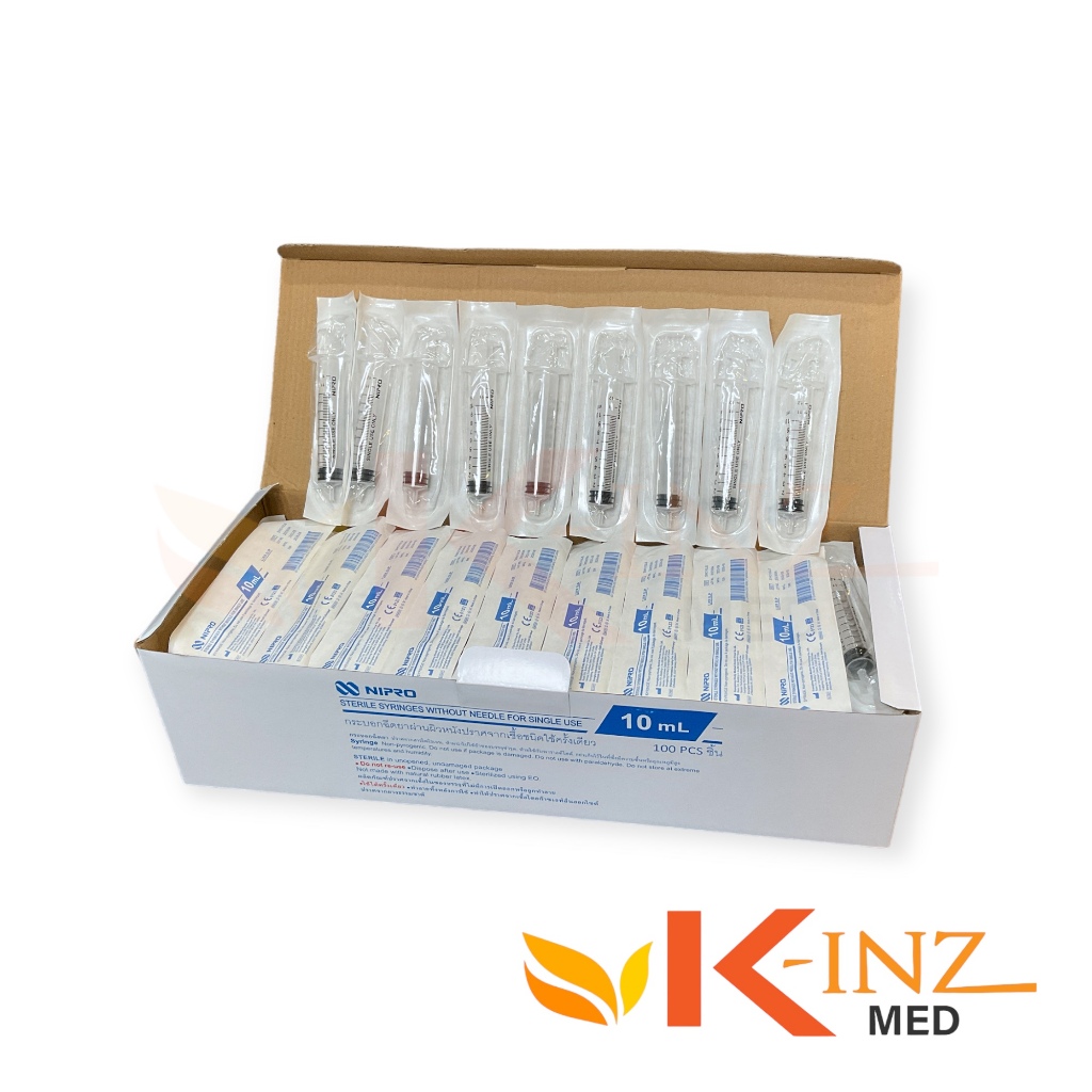 กระบอกฉีดยาพลาสติกนิโปร ไซริงค์พลาสติก SYRINGE NIPRO ขนาด 10 mL บรรจุ 100 ชิ้น/กล่อง ชนิดกล่อง ...