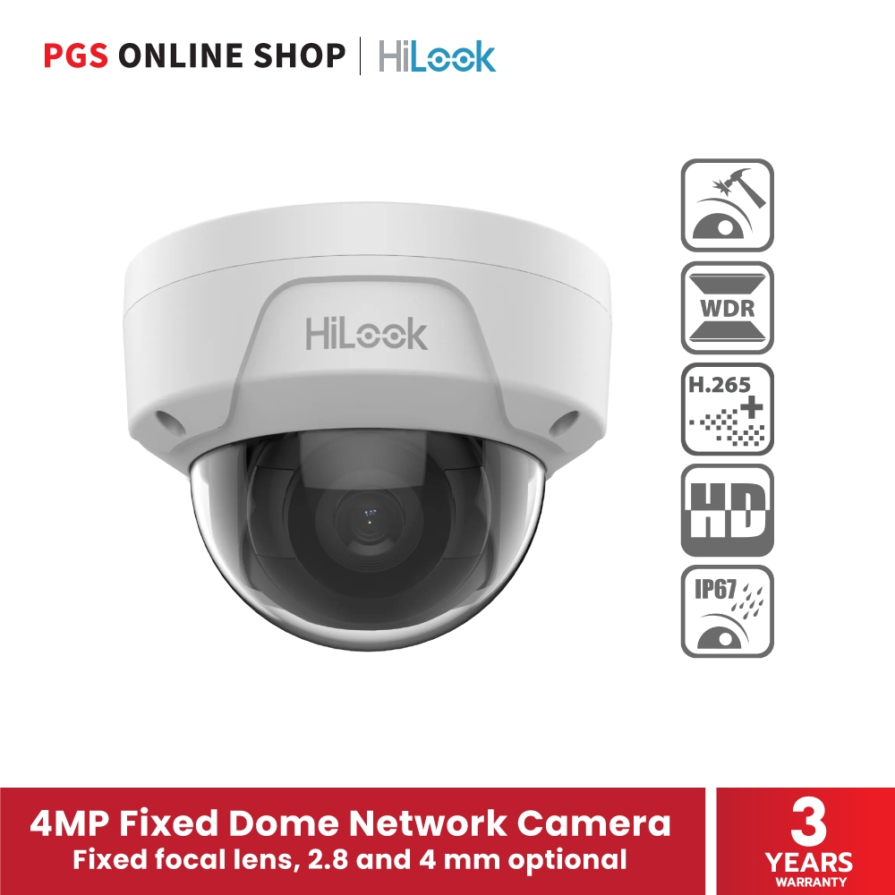 HiLook 4MP Fixed Dome Network Camera (IPC-D140H) กล้องวงจรปิด IP Camera ...