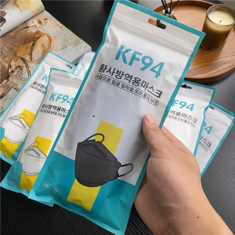 พร้อมส่ง KF94 ขาว/ดำ 1 แพ็ค ละ 10 ชิ้น หน้ากากอนามัย หน้ากันฝุ่น ...