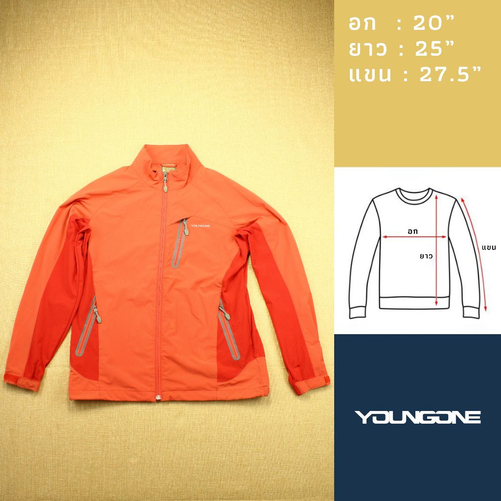 แจ็คเก็ต กันลม กันหนาว เท่ๆ มือสองสภาพดี Brand : Youngone อก : 20 ...