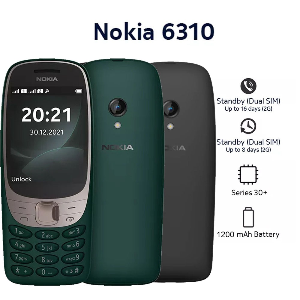 NOKIA 6310 4G สองซิม ฟีเจอร์โฟน 100% รับประกัน 1 ปี เหมาะสำหรับผู้สูงอายุและเด็ก โทรศัพท์ปุ่มกด ...