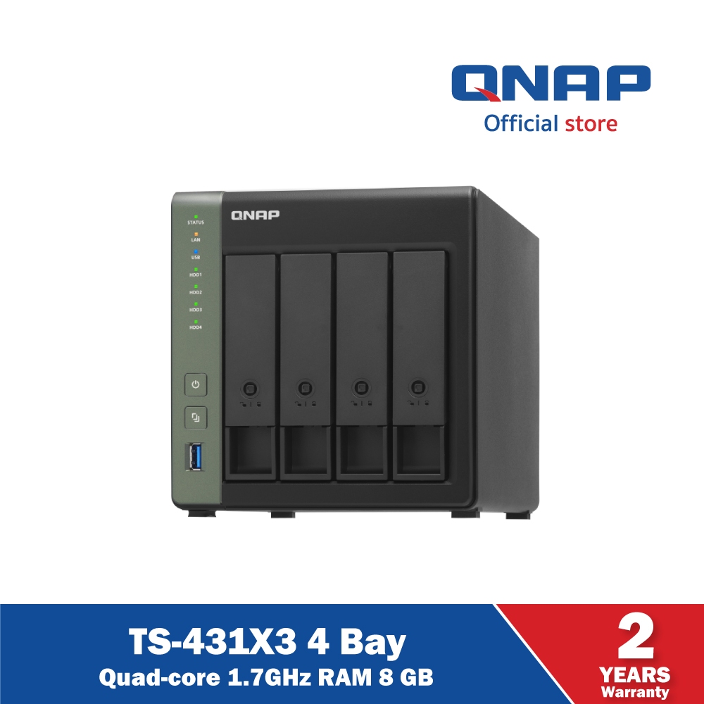 QNAP TS-431X3-4G (อุปกรณ์จัดเก็บข้อมูลบนเครือข่าย) 4-Bay RAM 4 GB มา ...