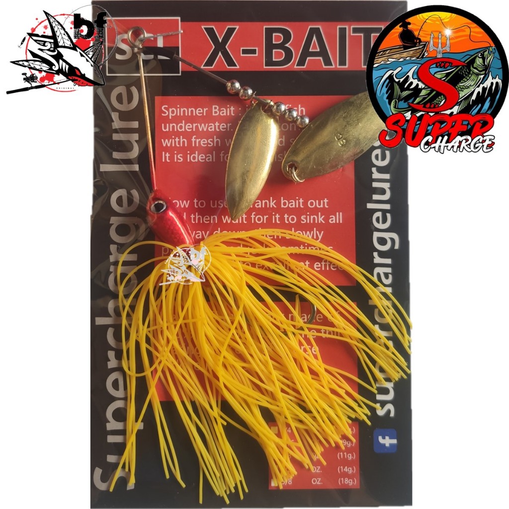 เหยื่อ ตกปลา สปินเนอร์ เบท X BAIT SUPERCHARGE LURES (ใบเงิน+ใบทอง ...