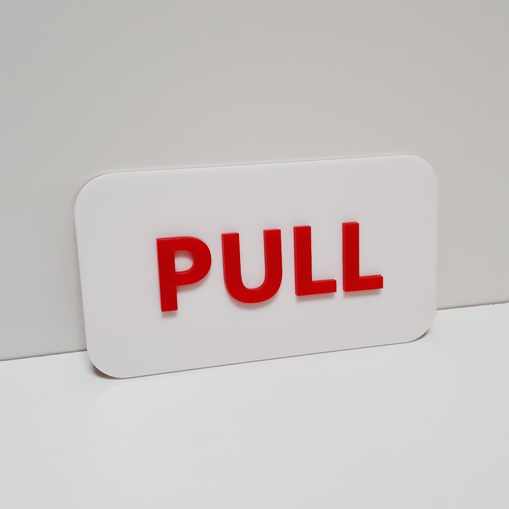 ป้าย PUSH PULL SLIDE ป้ายอะคริลิค ป้ายข้อความสำหรับติดประตูหรือกระจก ...