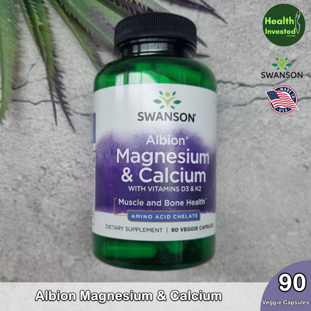 Albion Magnesium & Calcium with Vitamins D3 & K2, 90 Veggie Capsules ...