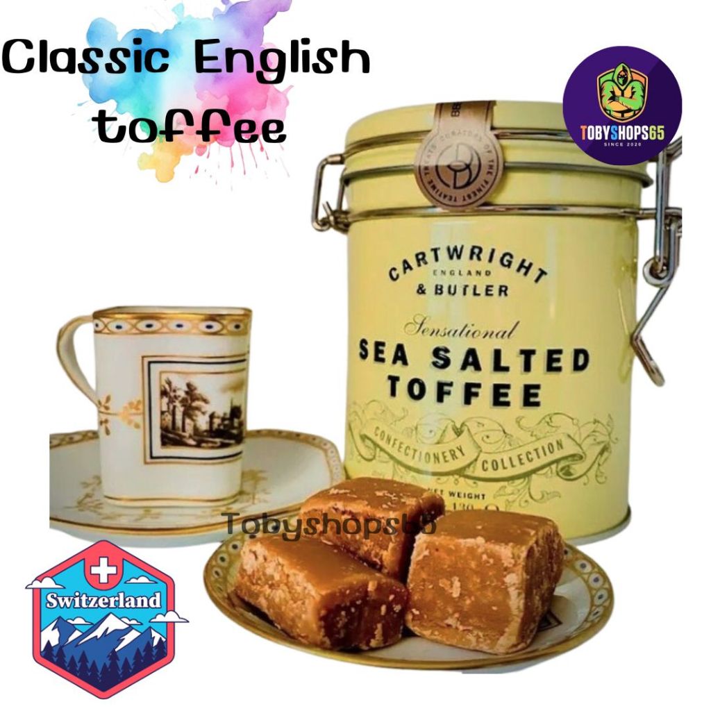 Cartwright & Butler Sea Salted Toffees Tin, Buttery And Chewy chocolate ...