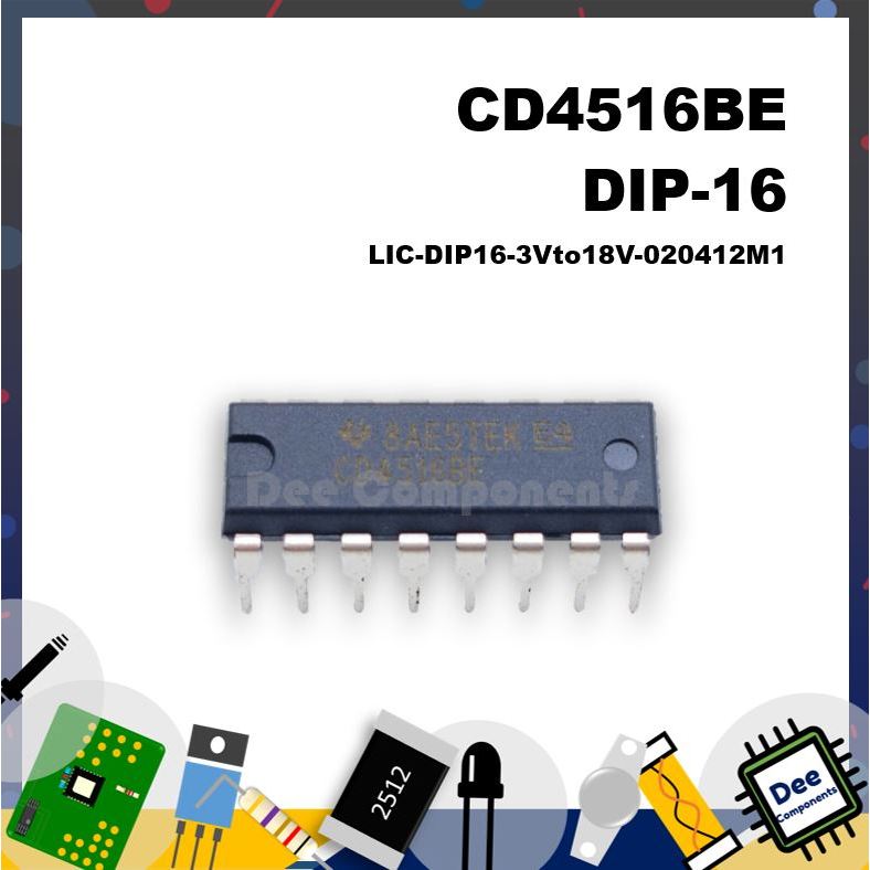 Texas Instruments CD4516BE Counter IC Binary Counter 1 Element 4 Bit ...