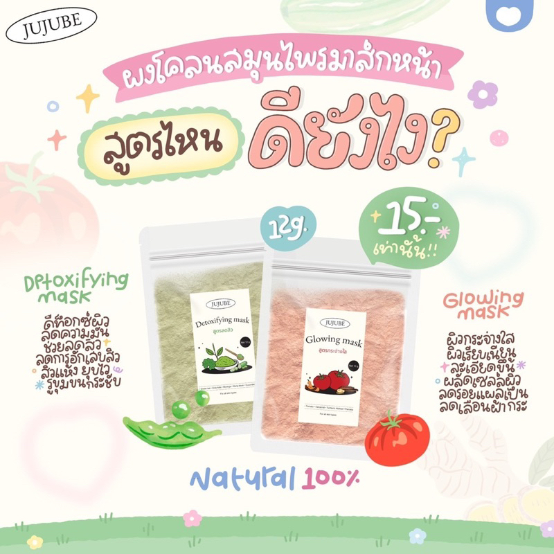 (พร้อมส่ง)ผงโคลนสมุนไพรพอกผิว jujube detoxifying mask & glowing mask ...