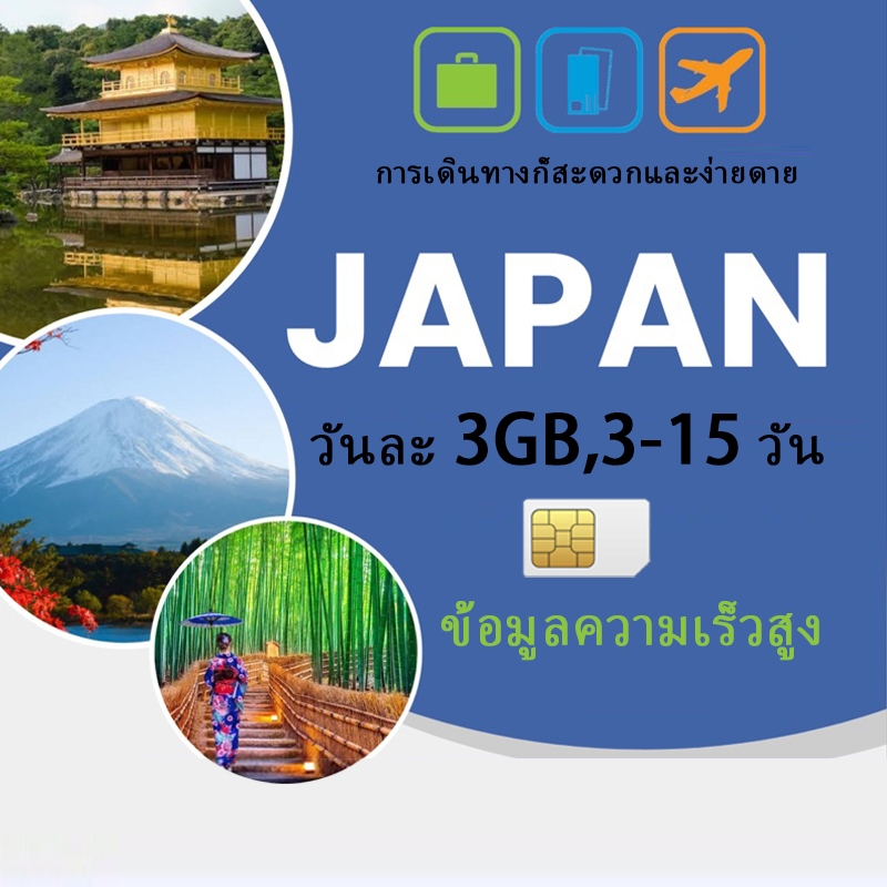 Travel SIM Japan 3GBต่อวัน เลือกได้ 3~15 วัน ซิมญี่ปุ่น ซิม Softbank ...