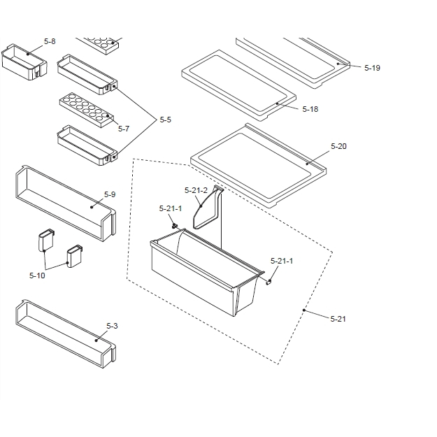 ช่องแช่ผักตู้เย็นชาร์ป หมายเลข 21 รุ่น รุ่น SJ-P47N พาท UYOK-A600CBFB ...