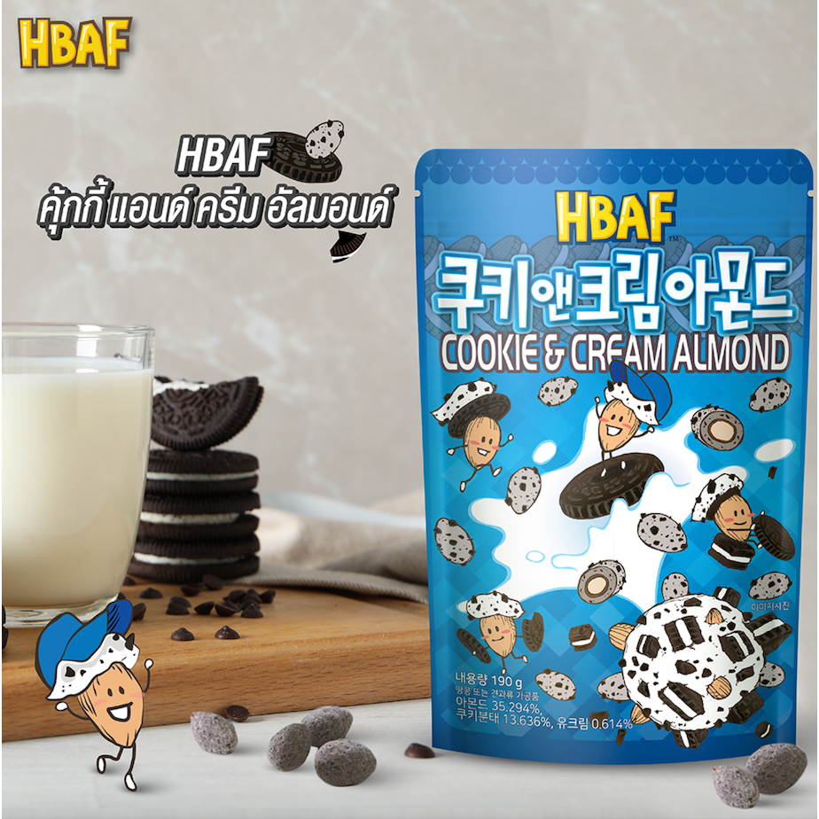 [ห่อใหญ่] HBAF Almond Korea Tom’s farm รส คุกกี้ แอนด์ ครีม อัลมอนด์ / Cookie and Cream Almond ...