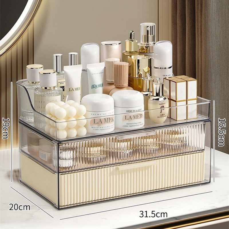 Nearra กล่องใส่เครื่องสำอาง ไม่ต้องติดตั้ง มีฝาปิด มีลิ้นชัก กันฝุ่นกัน ...