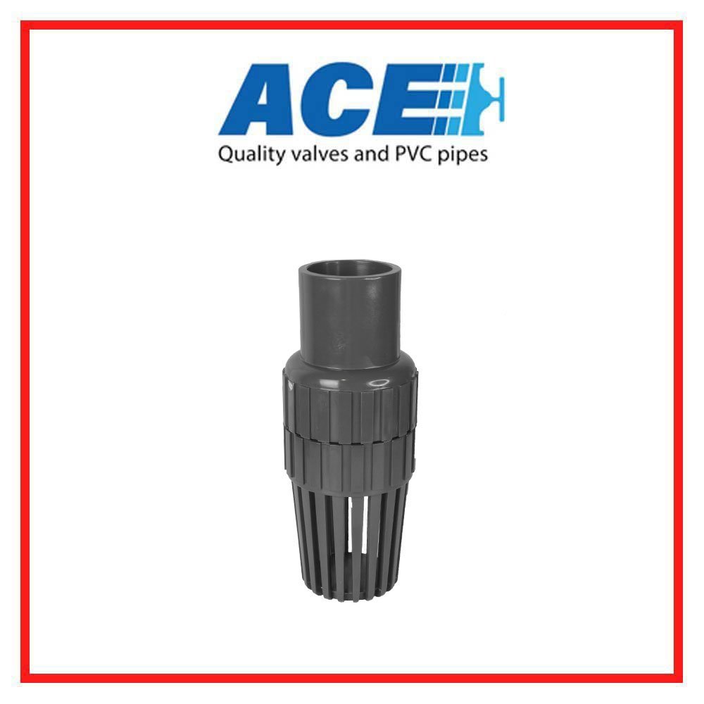 ACE Spring Foot Valve U-PVC สปริงฟุตวาล์ว 1.1/2" สวมท่อสีฟ้าทากาว ...
