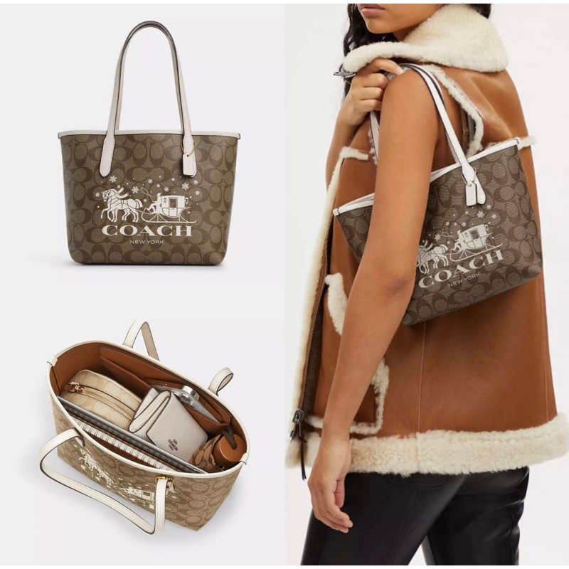 พร้อมส่ง ของใหม่ Coach Mini City Tote In Signature Canvas With Horse ...