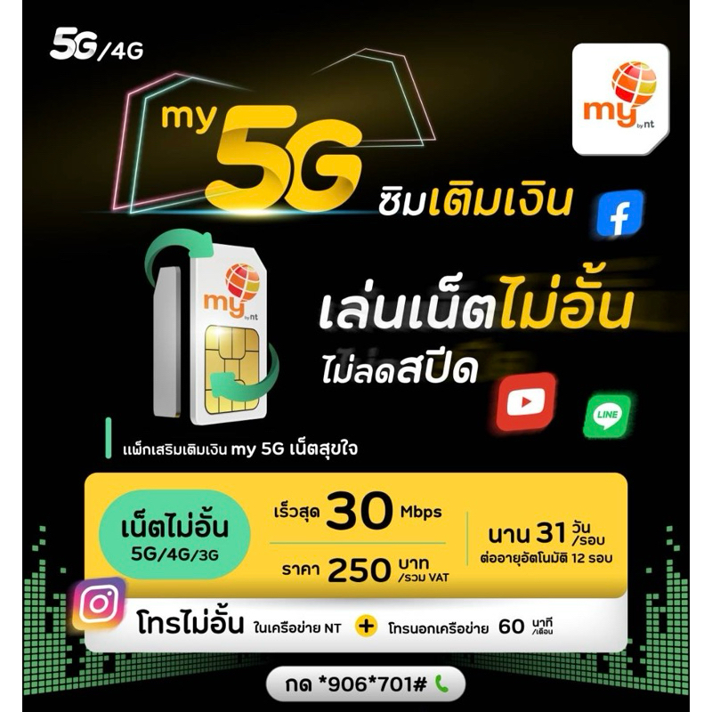 ซิมเน็ตMY NT 2 4 15 20 30Mbps ไม่อั้น⚡️⚡️ไม่ลดสปีด เริ่มต้นเพียงเดือนละ ...