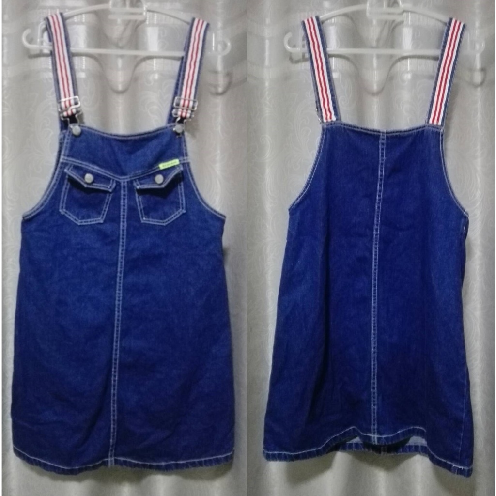 เดรสยีนส์ Y2K ปรับสายได้ มือสอง Remargo :Denim mini dress Size M (uesd ...