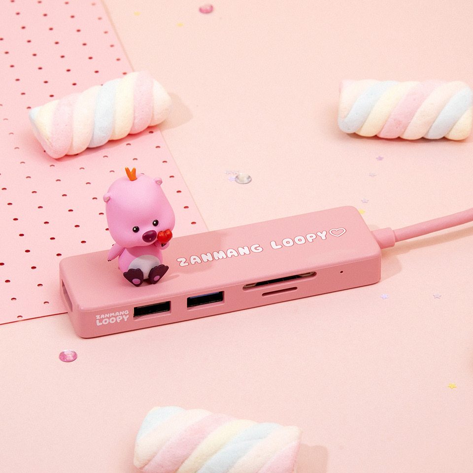 ( พร้อมส่ง ) Zanmang Loopy & Peanuts Snoopy Multi HUB 5in1 อะแดปเตอร์ ...