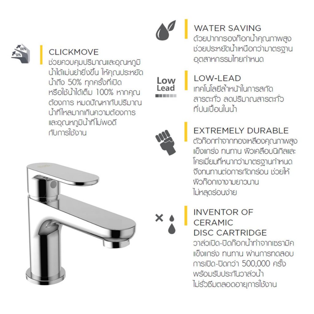 ก๊อกเดี่ยวอ่างล้างหน้า AMERICAN ARC A-J55-10 | Shopee Thailand