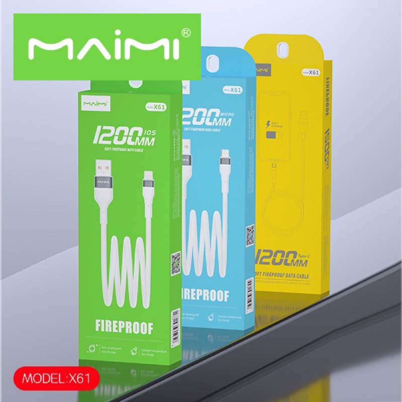 สายชาร์จ ชาร์จเร็ว 6A ยี่ห้อ Maimi X61 ยาว 1.2เมตร USB DATA CABLE | Shopee Thailand