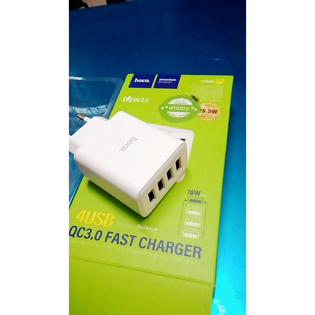 ส่งจากไทย Hoco C102A หัวชาร์จ 4USB+QC3.0 ขากลม ที่ชาร์จ 4 USB ปลั๊กชาร์จเร็ว 28.5W Quick Charge ...
