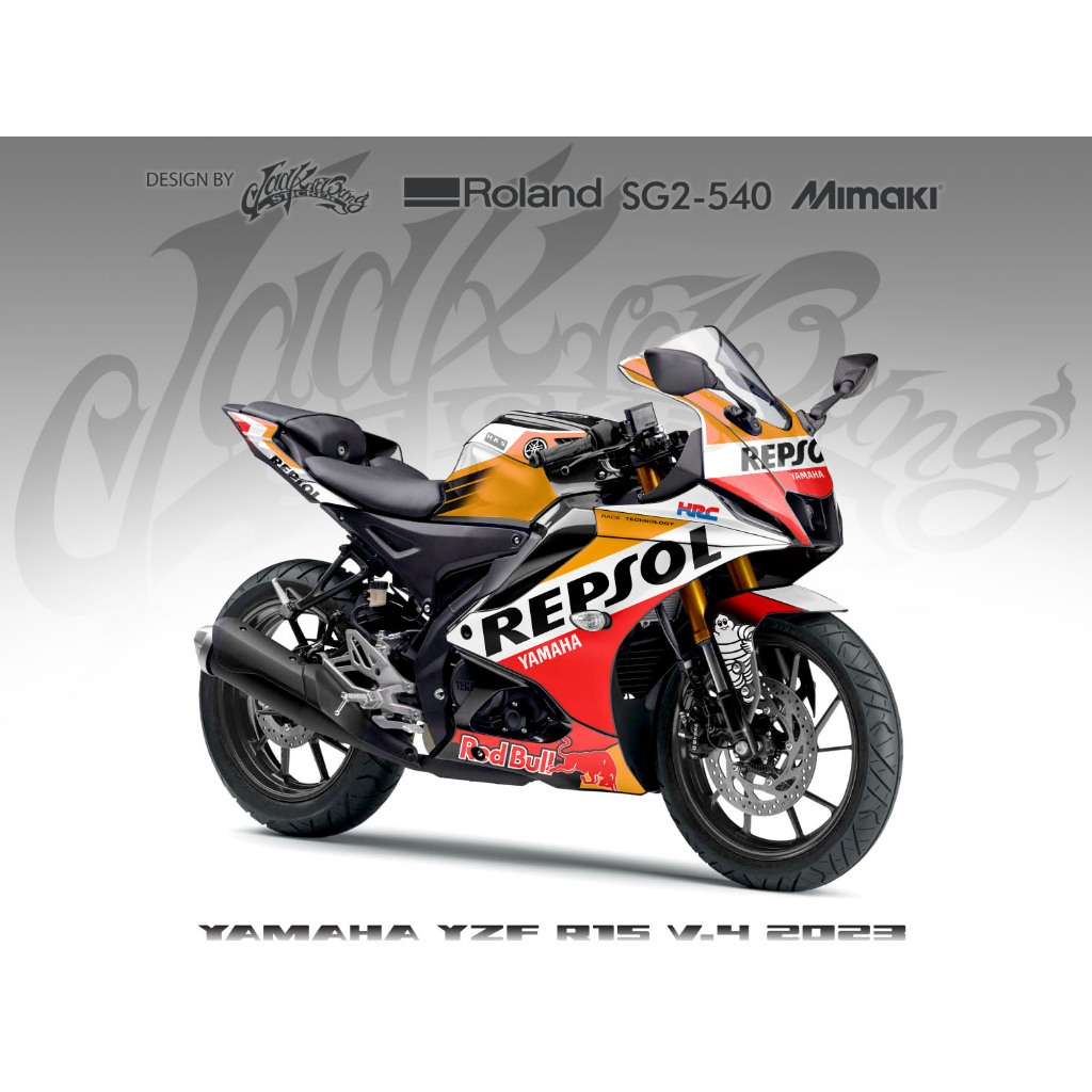 สติ๊กเกอร์แต่งลายรถ Yamaha Yzf R15 V.3 2023 ลาย Repsol | Shopee Thailand